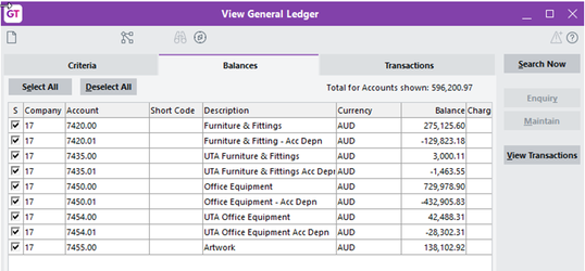 View General Ledger