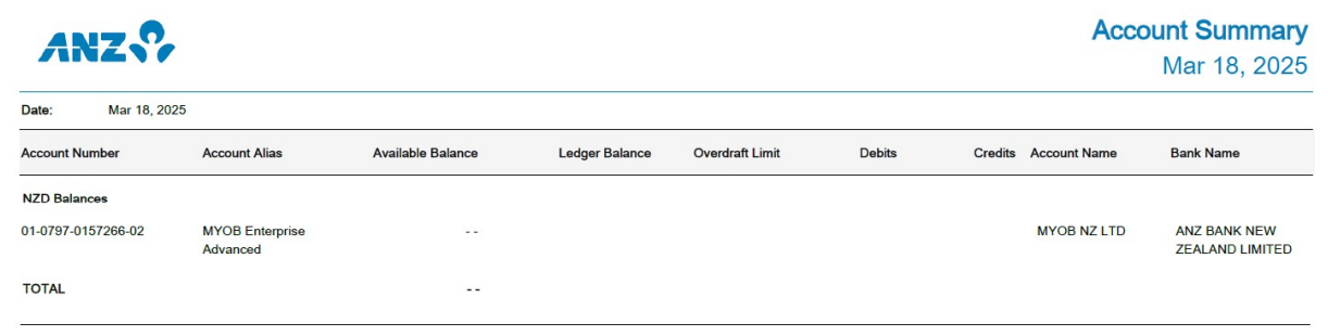 MYOB bank account and BPAY change - 20 March, 2025