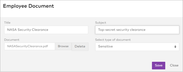 Adding documents and notes to employee records