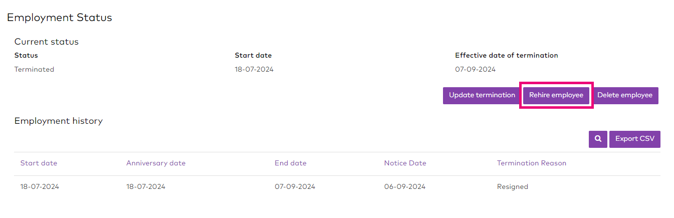 Rehiring terminated employees