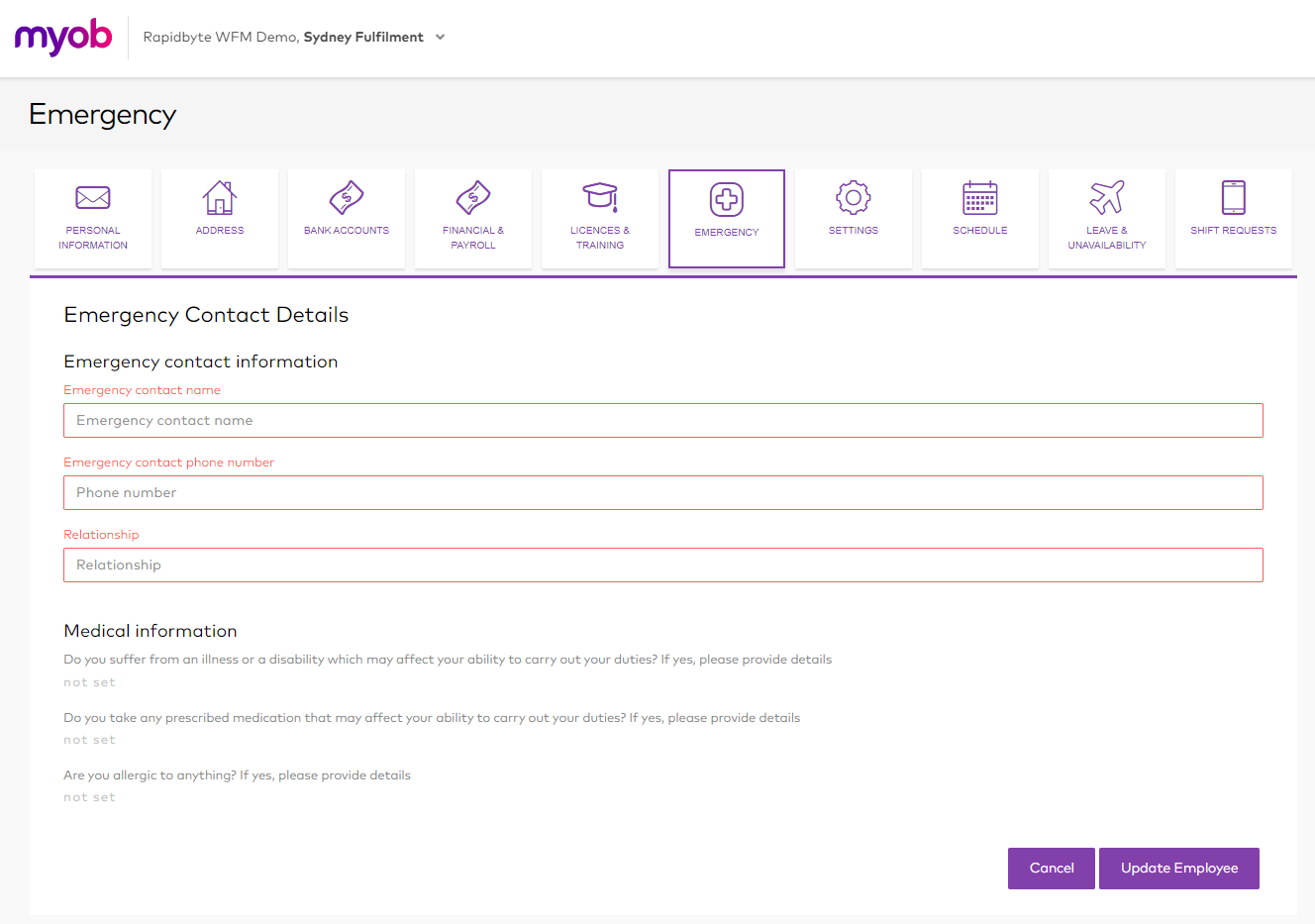 How do I update my emergency contact details?