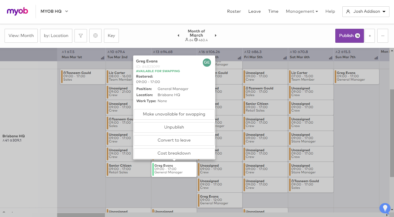 How do I make a shift available/unavailable for swapping?