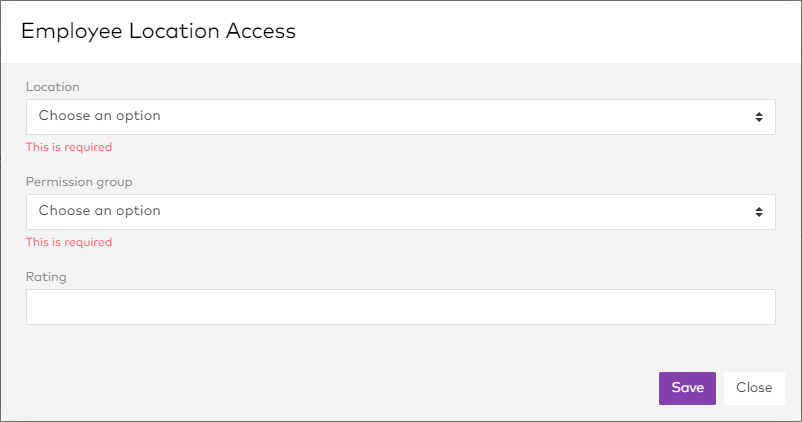 How do I assign location access permissions to an employee?