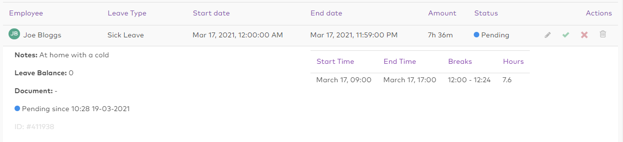 Navigating the Leave screen