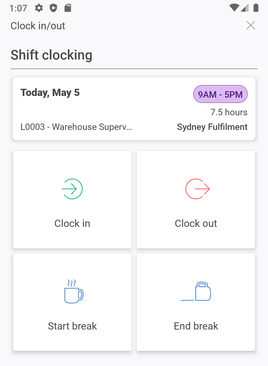 Clocking in and out