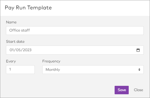 Setting up pay run templates