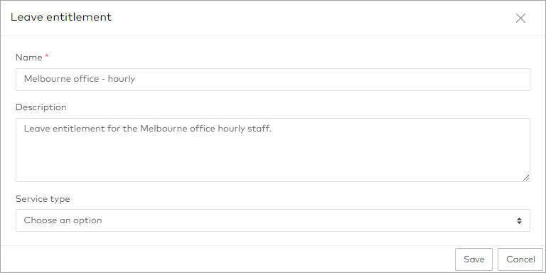 Managing available leave types using leave entitlements