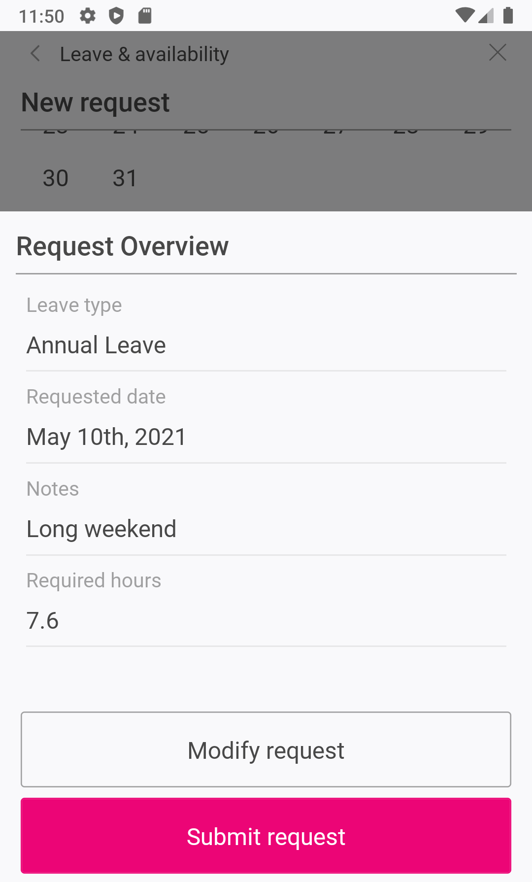 Leave and availability