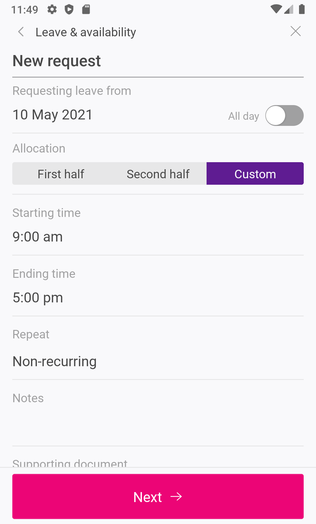 Leave and availability