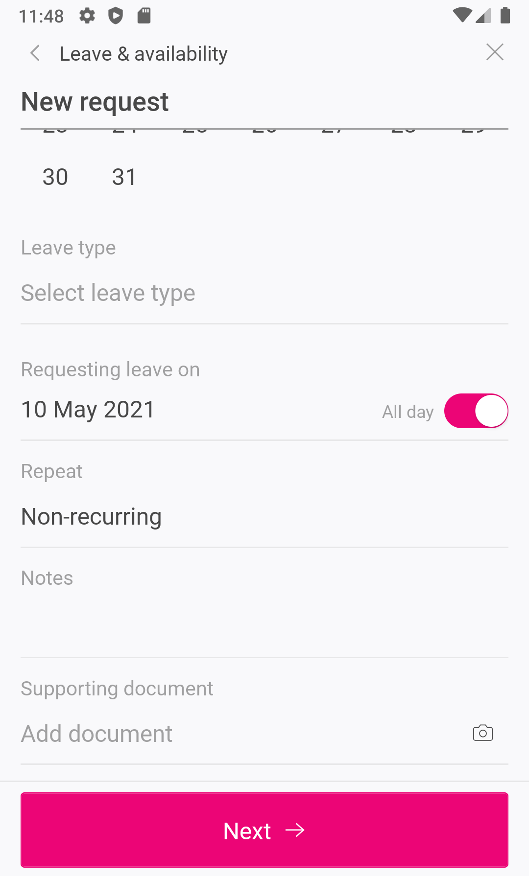 Leave and availability