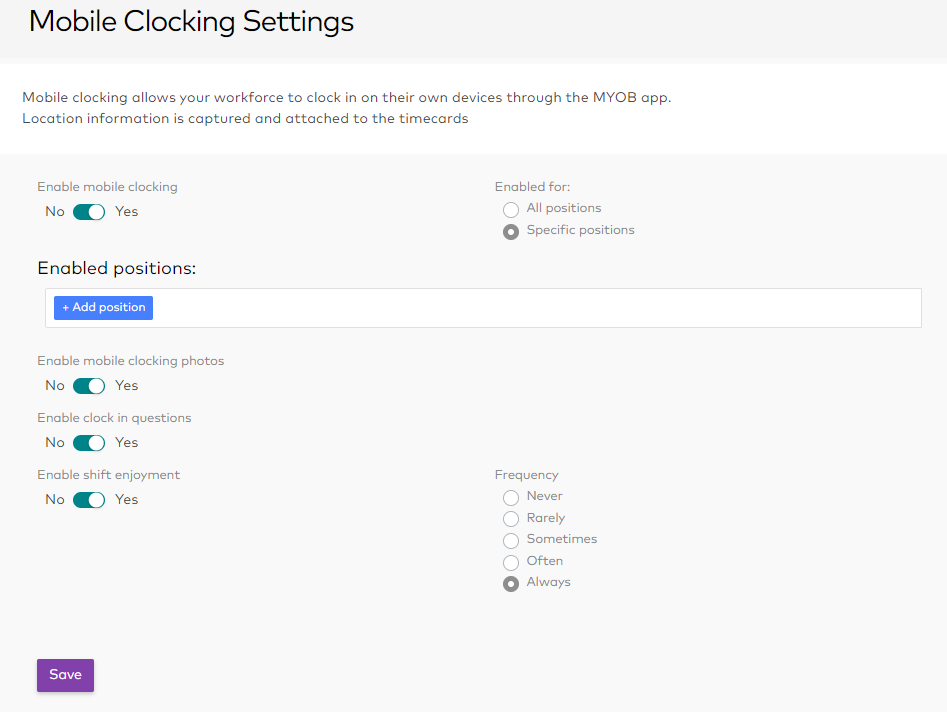How to set up mobile clocking