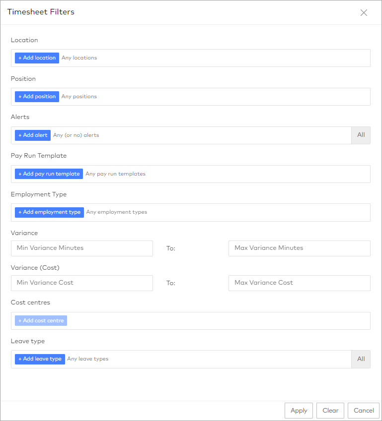 Navigating the Manage Time screen