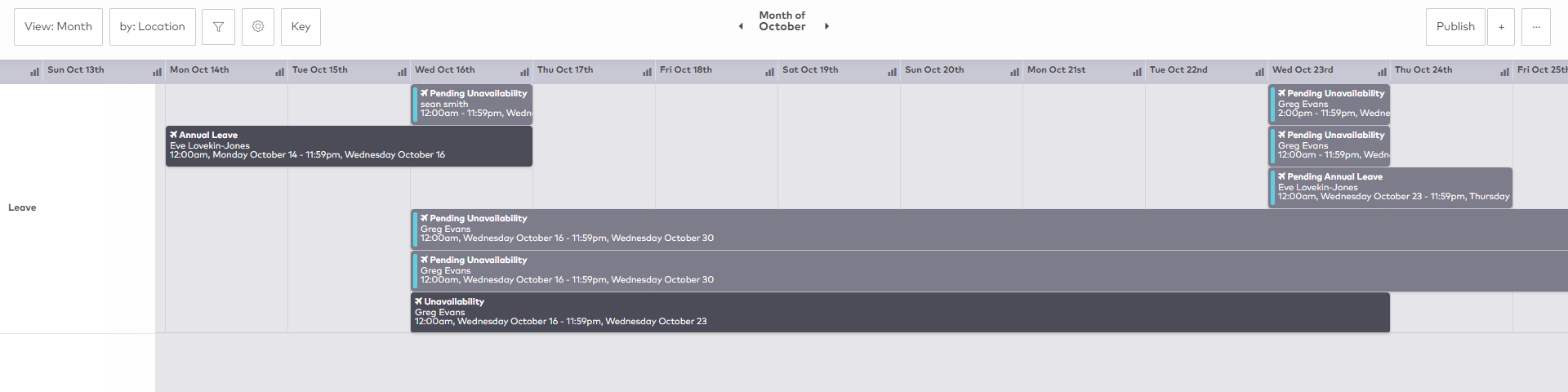 How do I view the leave calendar?