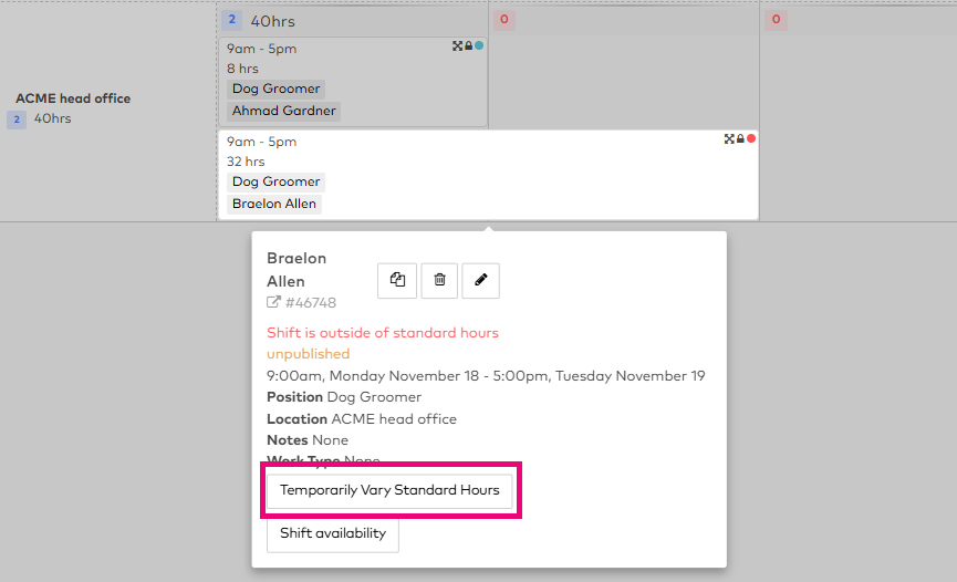 Shift variation requests: Assigning shifts outside employees' standard ...