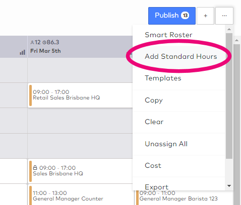 Creating a roster and assigning shifts