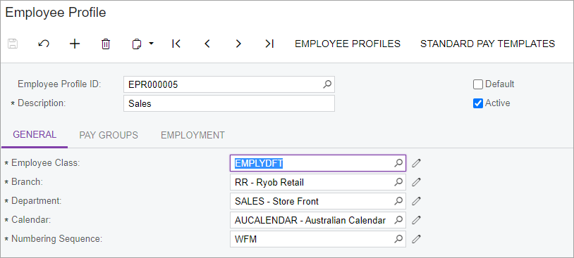 Setting up employee profiles