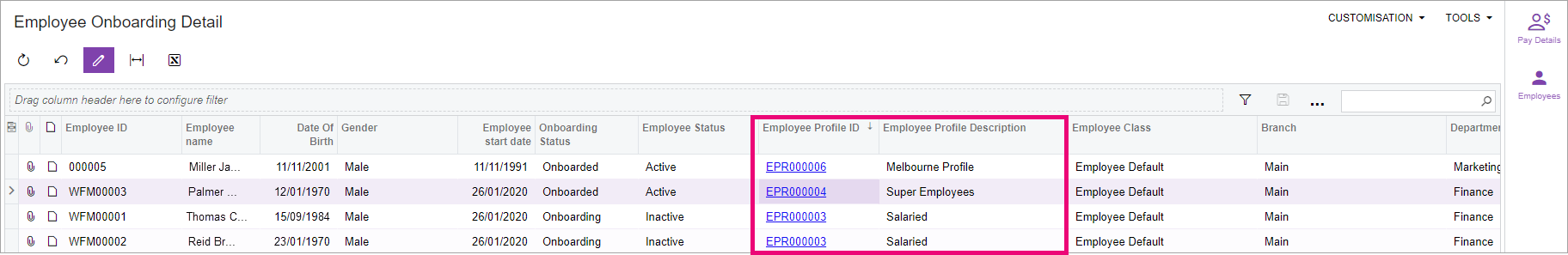 Setting up employee profiles