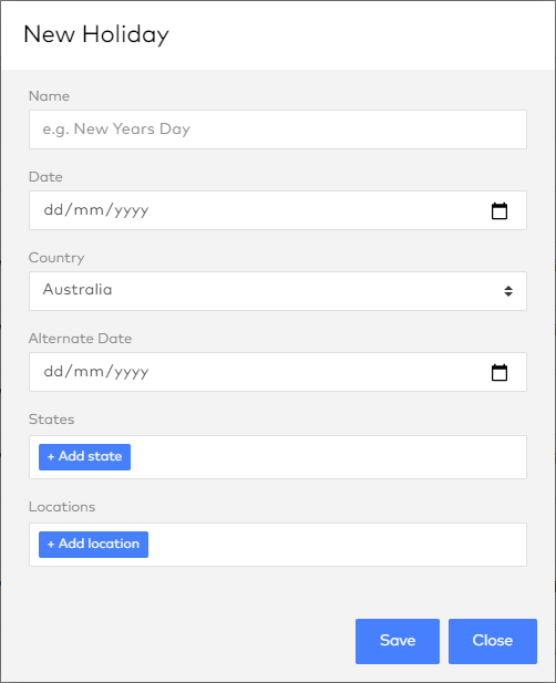 Checking and adding public holidays