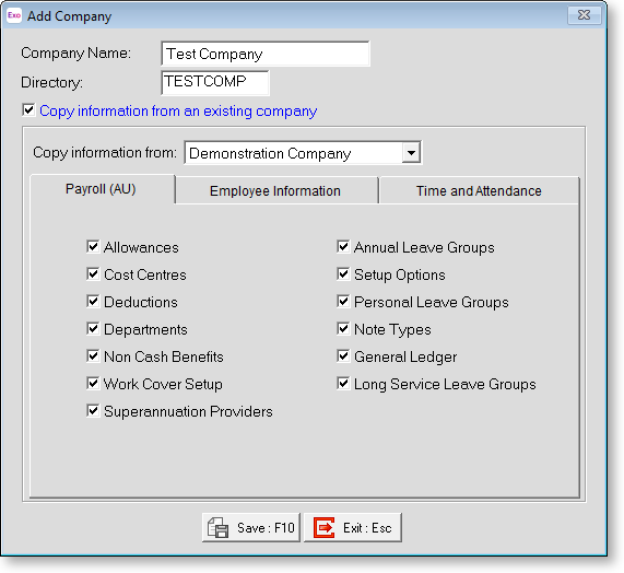 Company Selection Screen