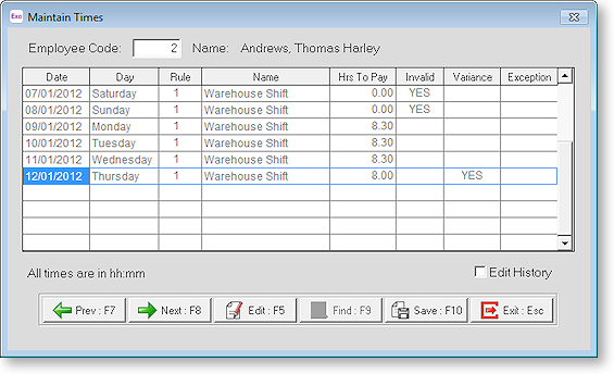 Time Cycle Step Three - Maintain Times
