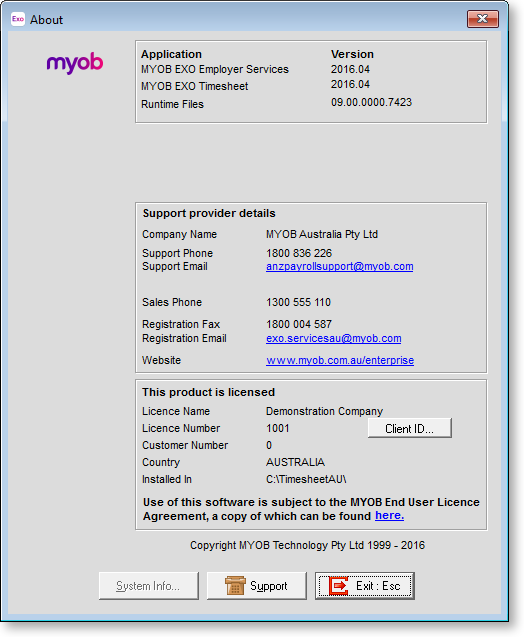 About MYOB Exo Timesheet