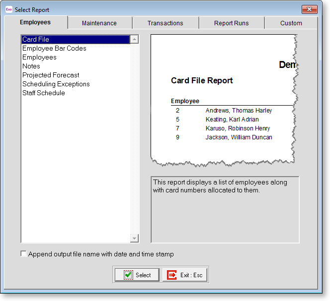 Printing Time and Attendance Reports