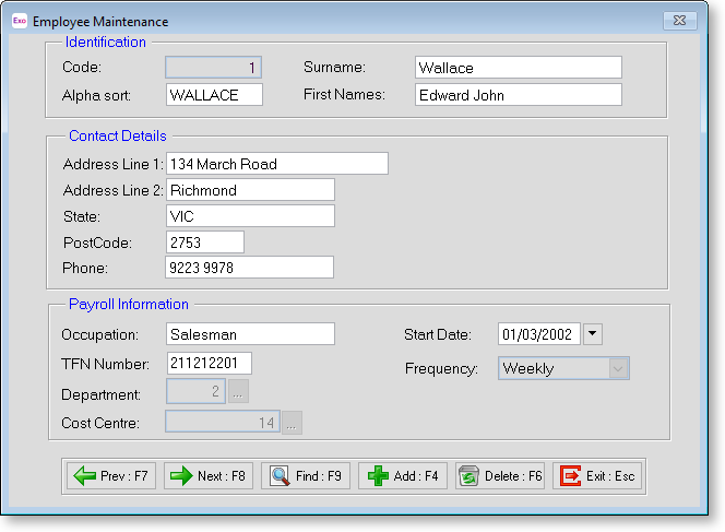 Employee Maintenance