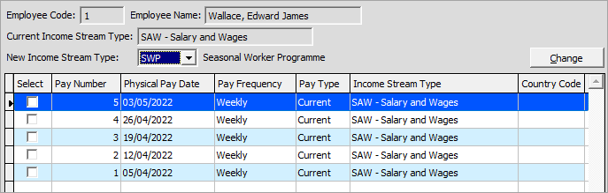 STP - Update Income Stream Type for Historical Pays