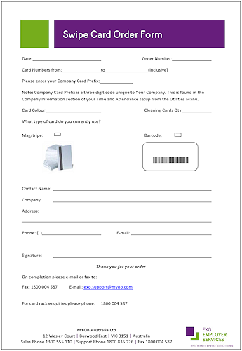 Card Order Form