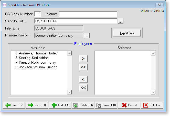 Standalone Head Office - Export Files
