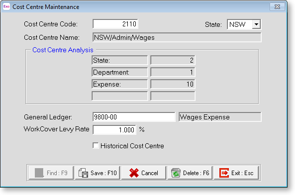 Step Six - Adding Cost Centres