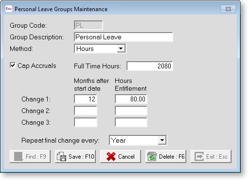 Personal Leave Groups - Old