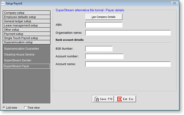 Superannuation Setup