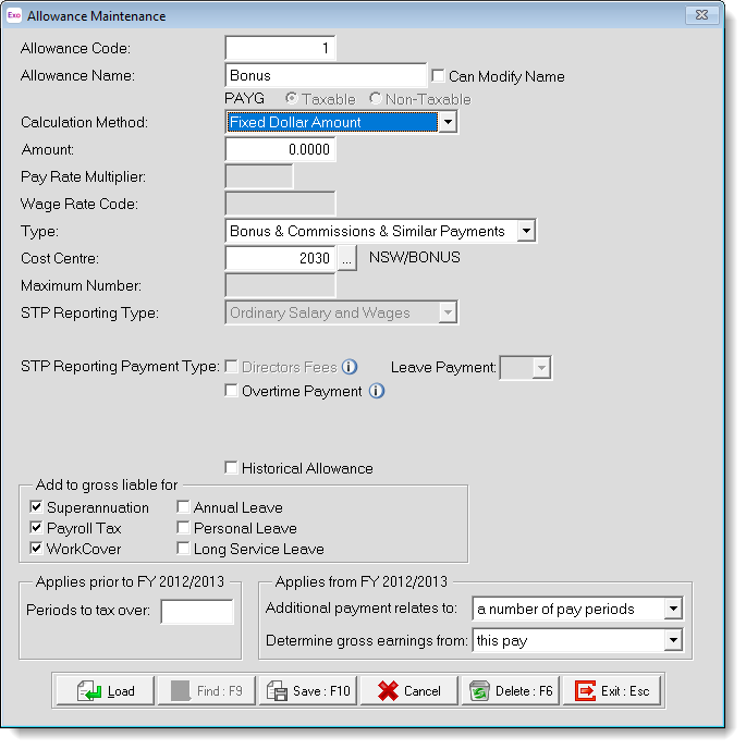 Step Two - Add Allowances