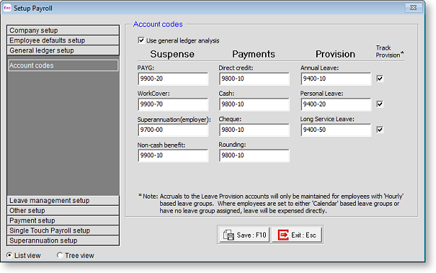 General Ledger Setup