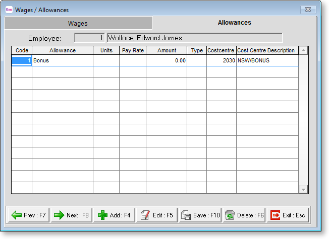Standard Pay - Allowances