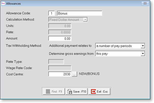 Standard Pay - Allowances