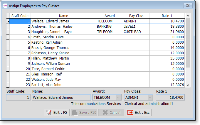 Awards and Pay Classes