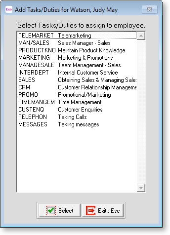 Employee Tasks