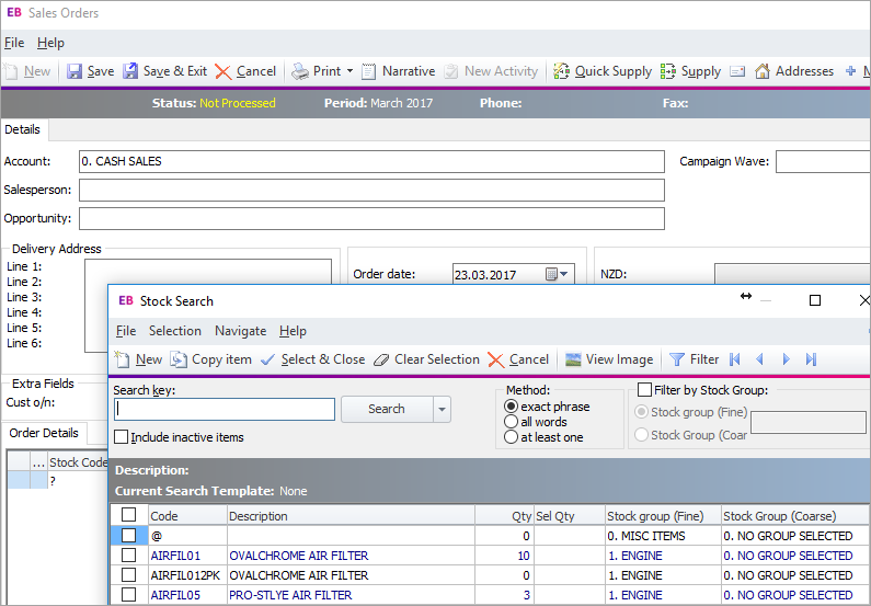 Tips for using MYOB Exo